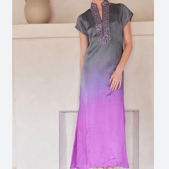 bella tu | Dresses | Bella Tu Caftan Blue And Purple Ombre Dress | Poshmark